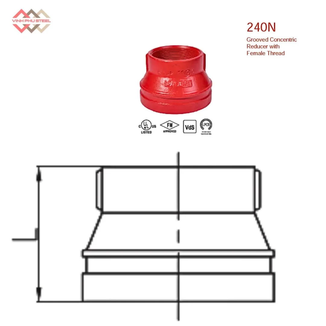 Bầu Giảm Nối Ren Rãnh MECH - Grooved Concentric Reducer With Female ...