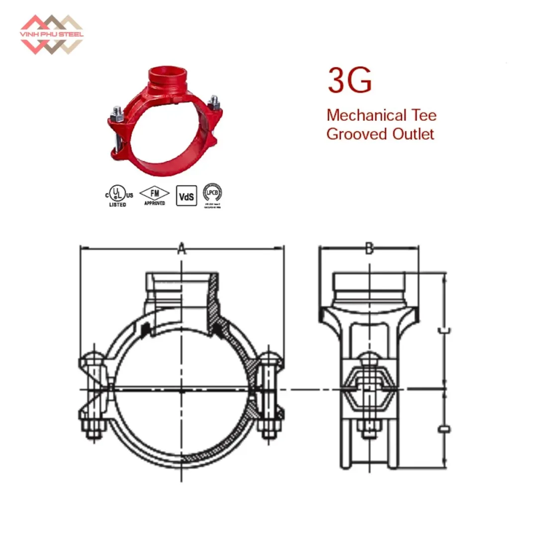 Đai Ôm Khởi Thủy Nối Rãnh MECH - Mechanical Tee Grooved Outlet - Thép ...